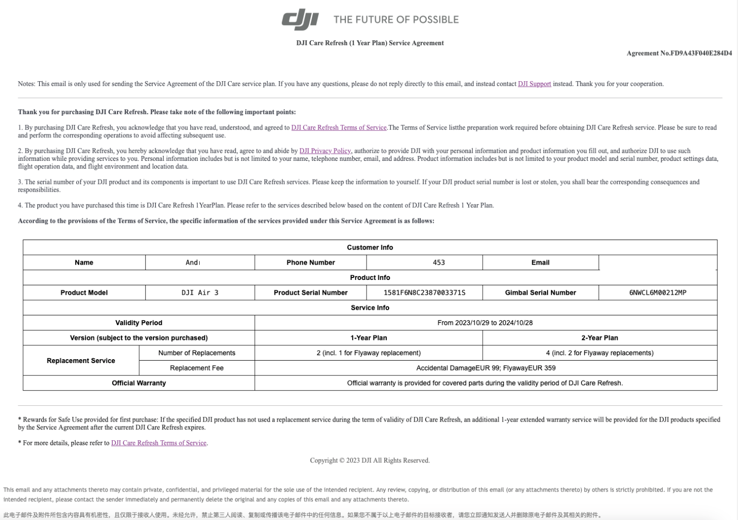 DJI CARE REFRESH SCAM WATCH OUT DJI FORUM